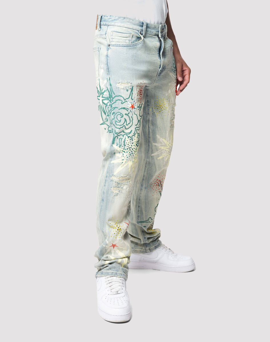 Grindhouse Straight Fit Stack Rhinestone Sevier Denim Jeans – DTLR