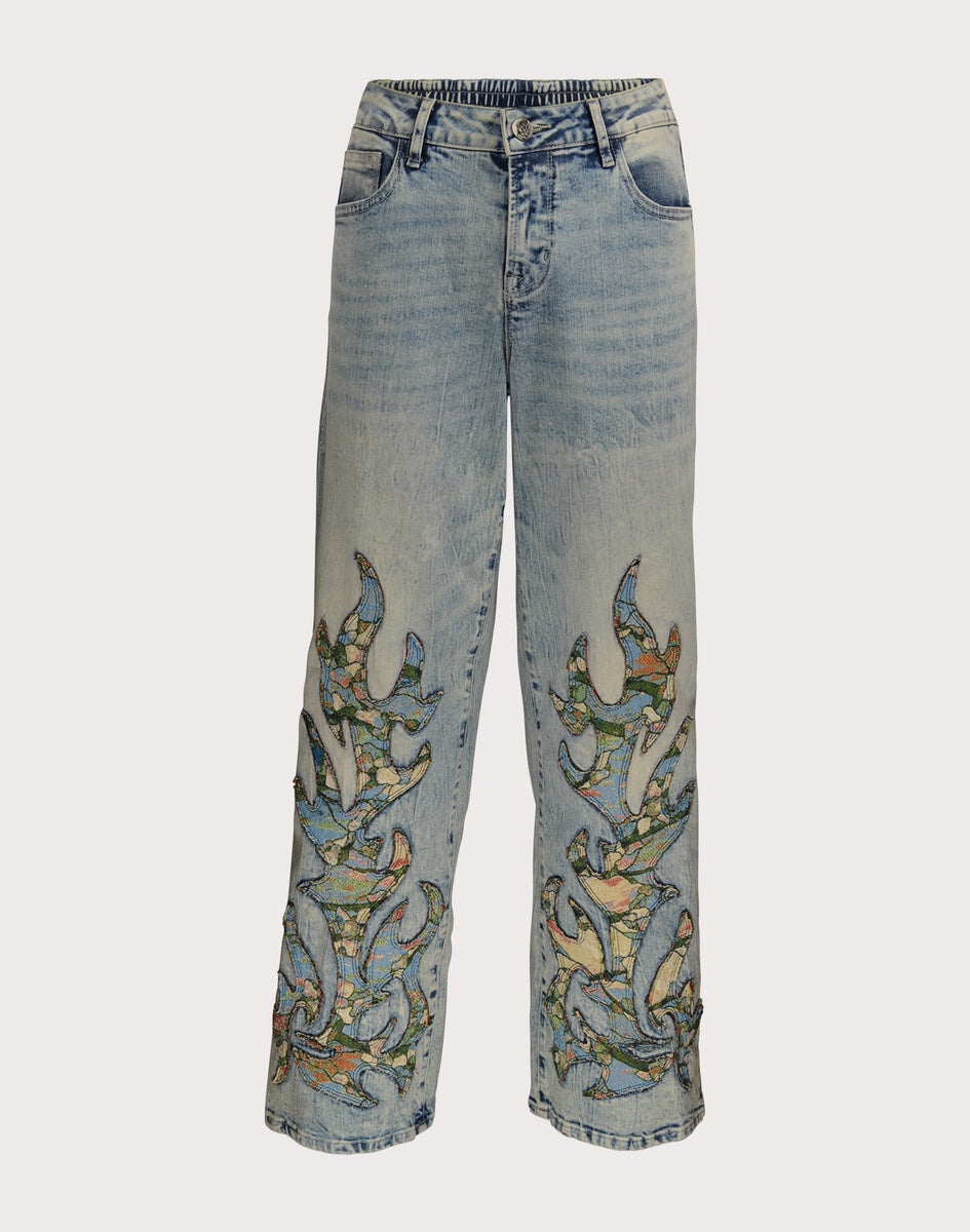 Grindhouse Wide Leg Denim Flame Pants – DTLR