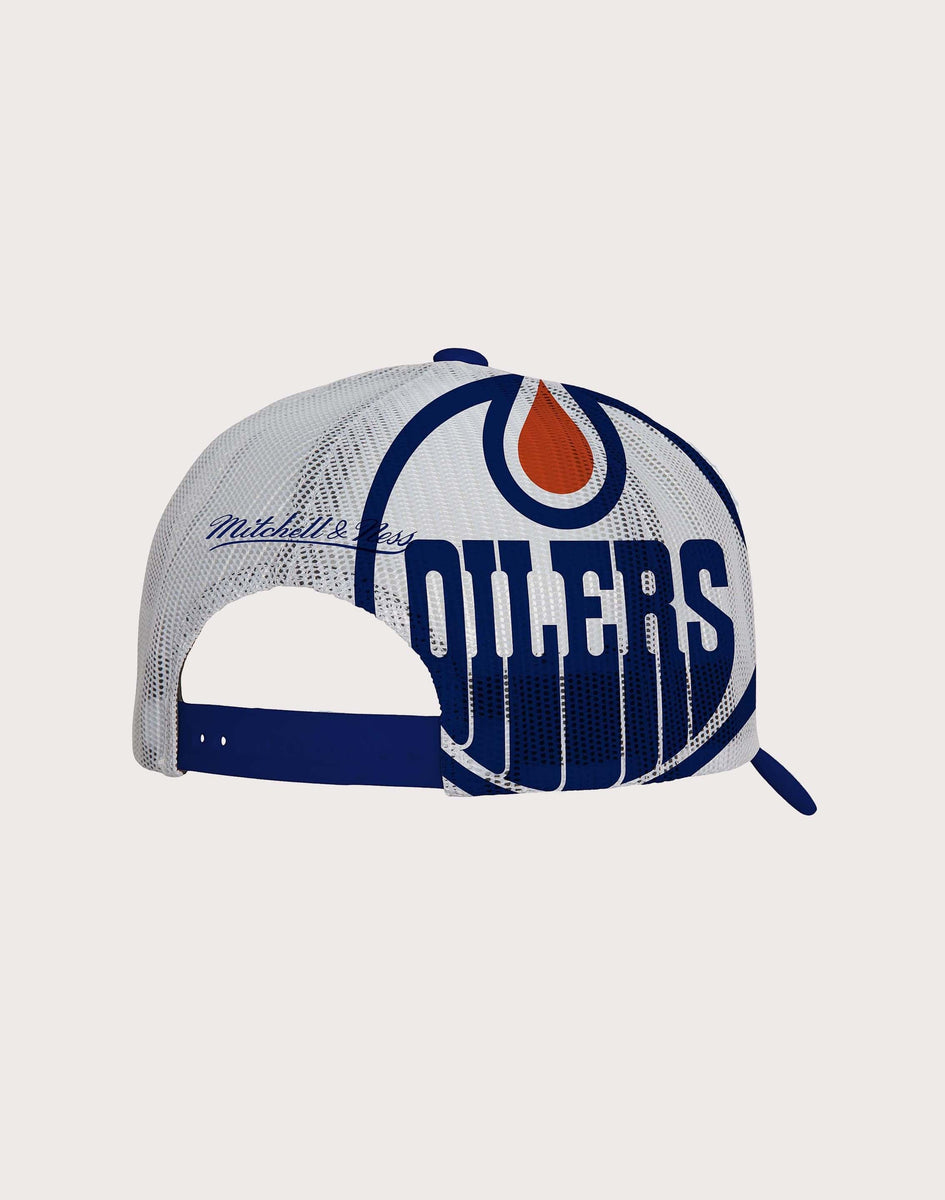 Mitchell & Ness NHL Edmonton Oilers NHL Script Trucker Snapback – DTLR