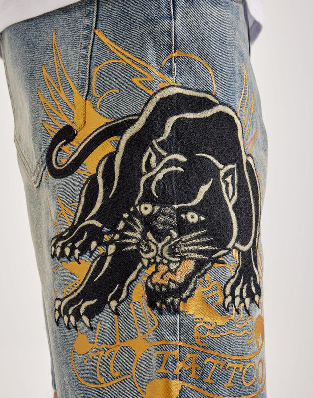 Ed Hardy Crouching Panther Skater Denim Shorts – DTLR
