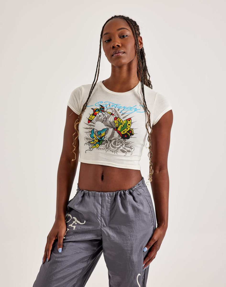 Ed Hardy Rhinestone Butterfly Baby Tee – DTLR