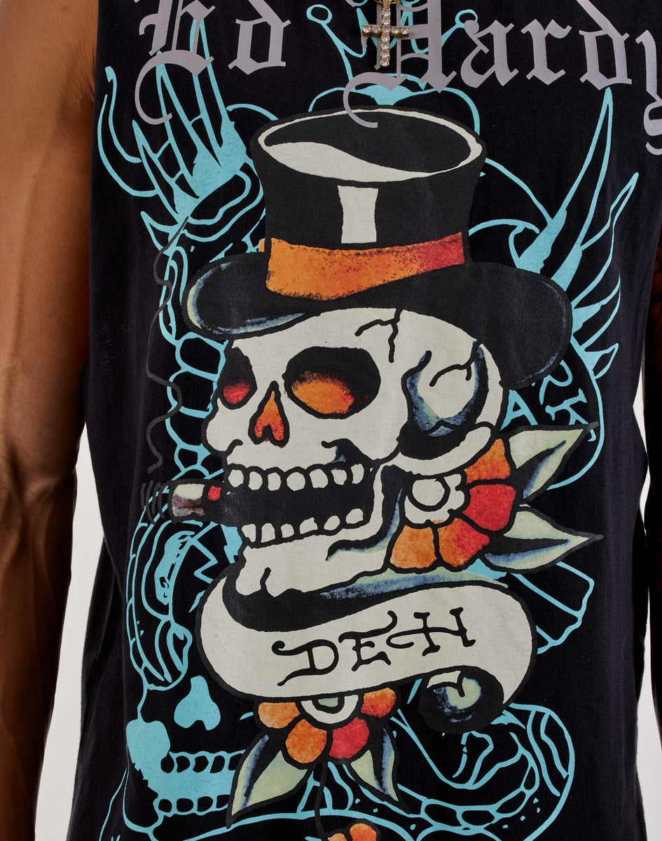 Ed Hardy Top Hat Skull Sleeveless Tee – DTLR