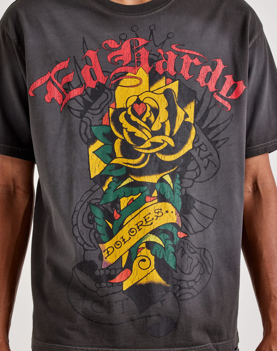 Ed Hardy Rose Rhinestone Tee – DTLR
