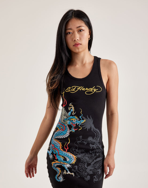 Ed Hardy Dragon Ribbed Tank Dress – DTLR