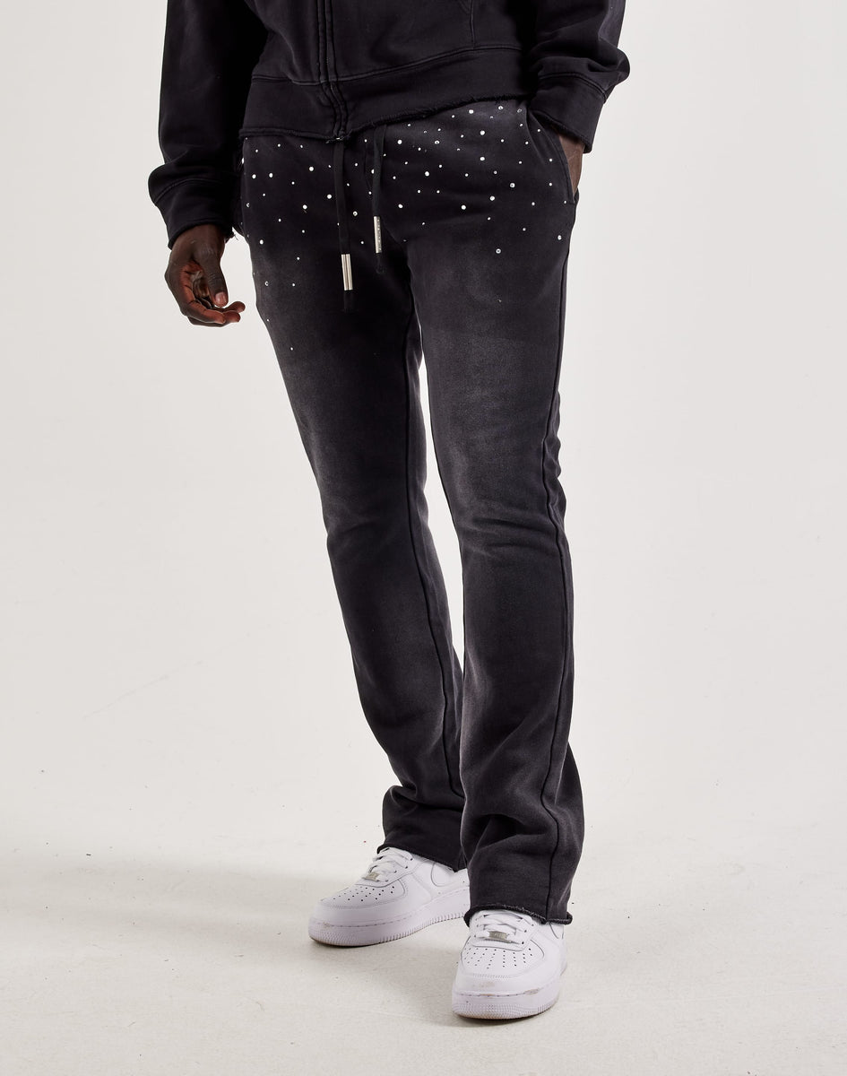 First Row Rhinestone Stacked Fleece Joggers – DTLR