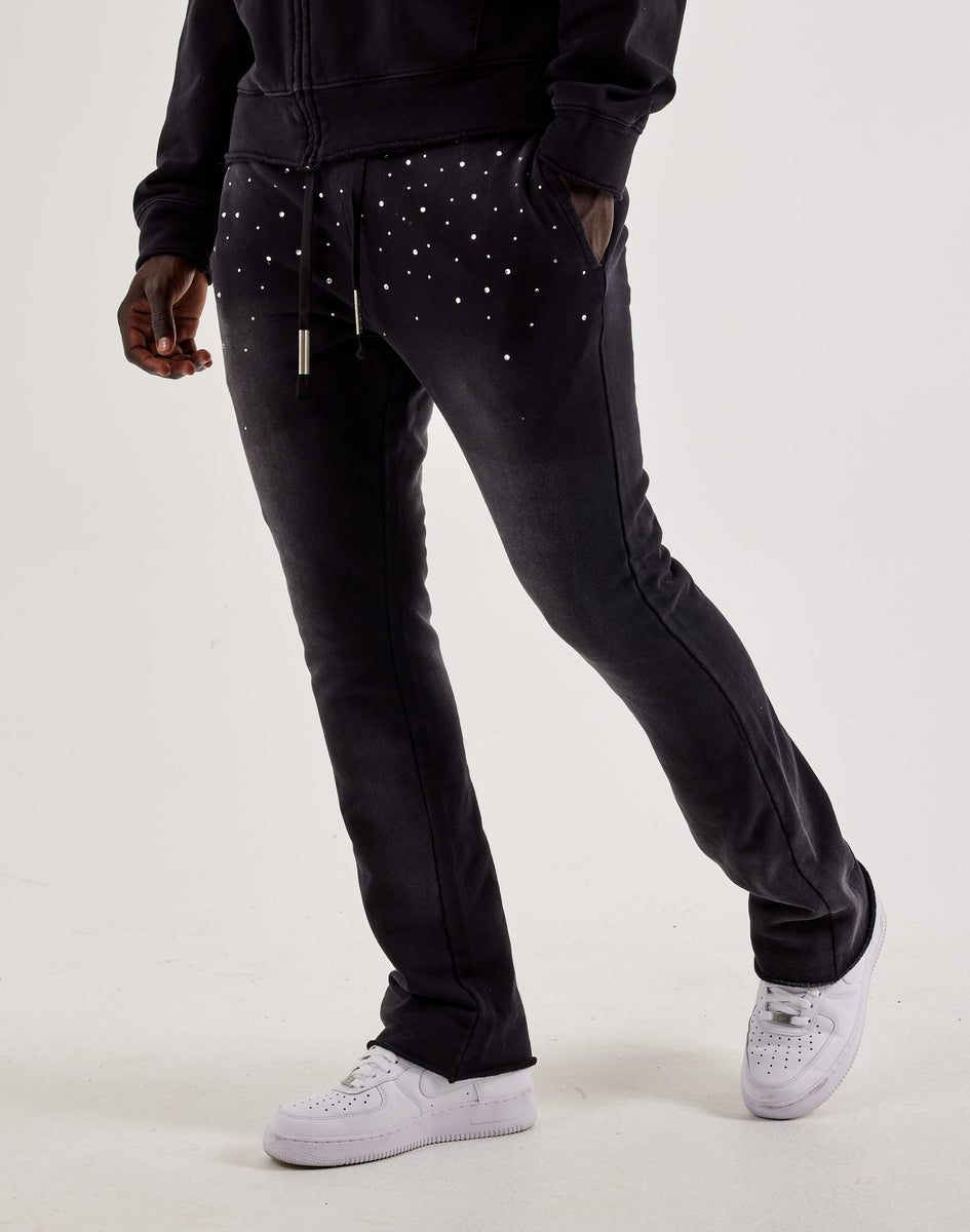 First Row Rhinestone Stacked Fleece Joggers – DTLR