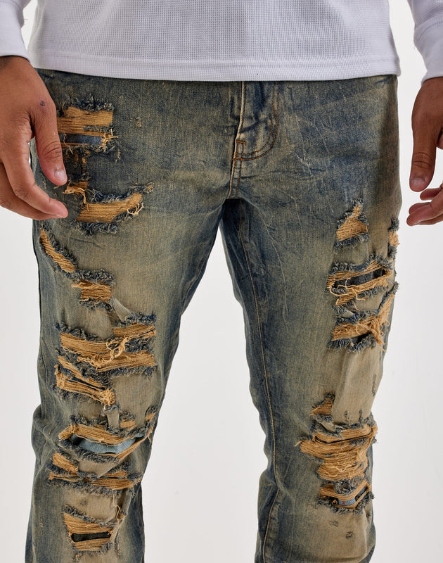 Jordan Craig Stacked Distressed Collins Denim Jeans – DTLR