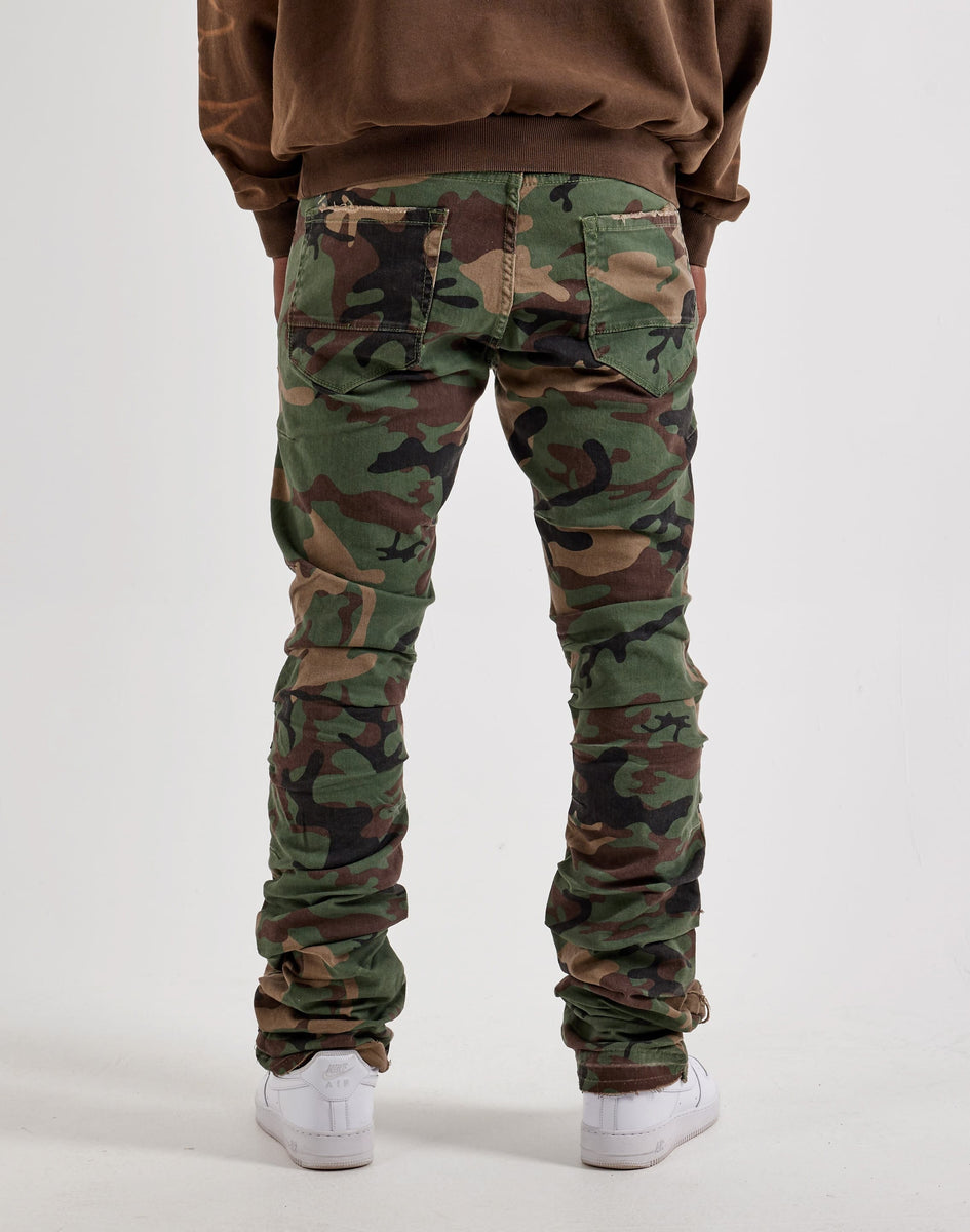 Jordan Craig Distressed Camo Stacked Denim Jeans – DTLR