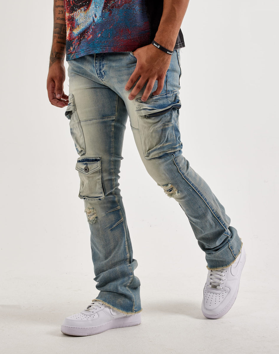 Kilogram Multi-Pocket Slim Distressed Cargo Denim Jeans – DTLR
