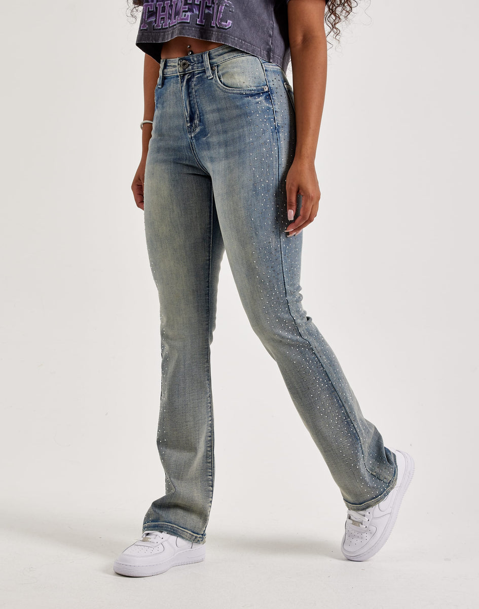 Kilogram Rhinestone Stacked Denim Jeans – DTLR