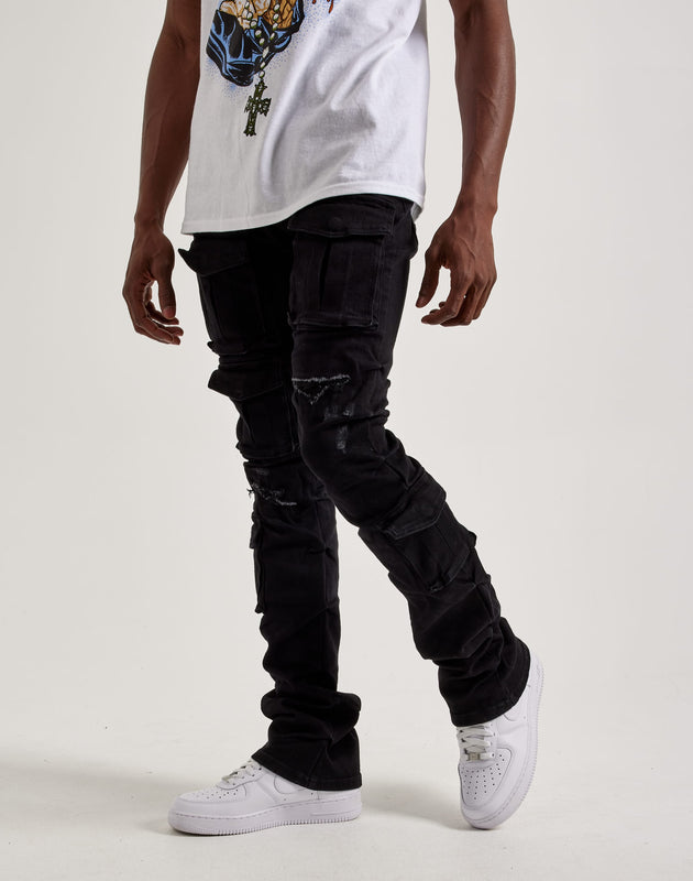Smoke Rise Utility Pocket Stacked Flare Denim Jeans – DTLR