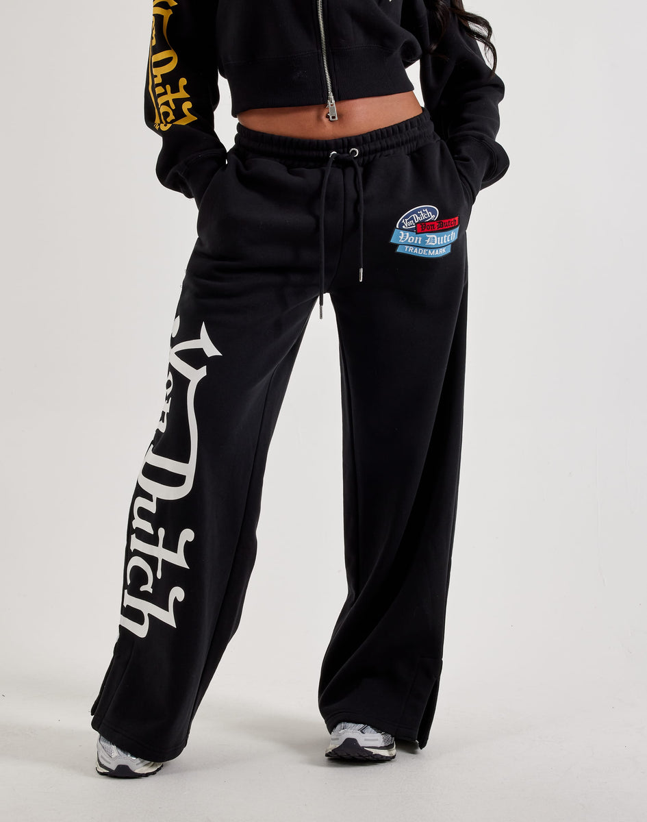 Von Dutch Patches Wide-Leg High-Waisted Fleece Pants – DTLR