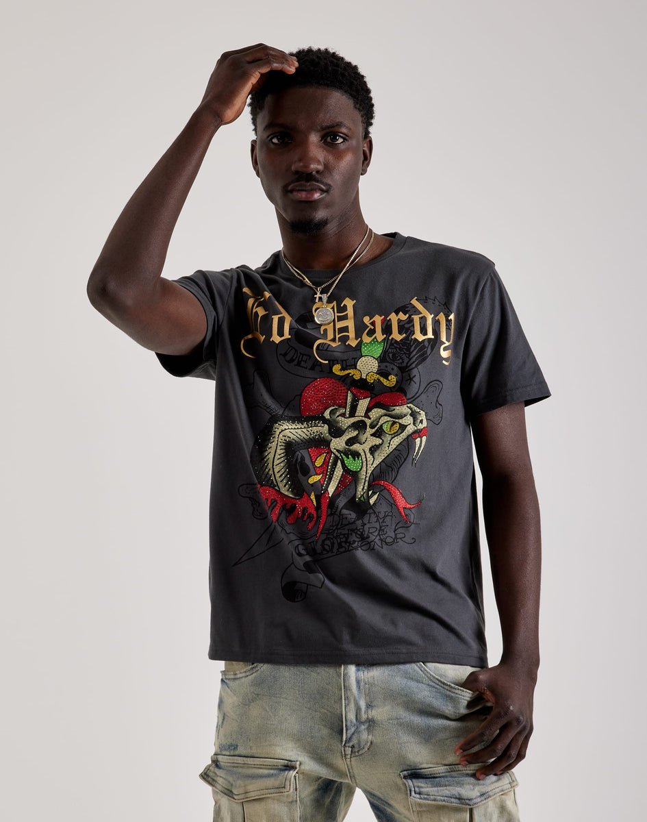 Ed Hardy Dagger Snake Rhinestone Tee – DTLR