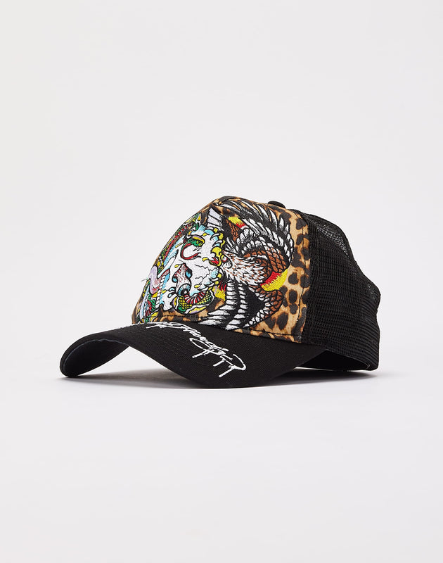 Ed Hardy Battle Skull Leopard Trucker Hat – DTLR