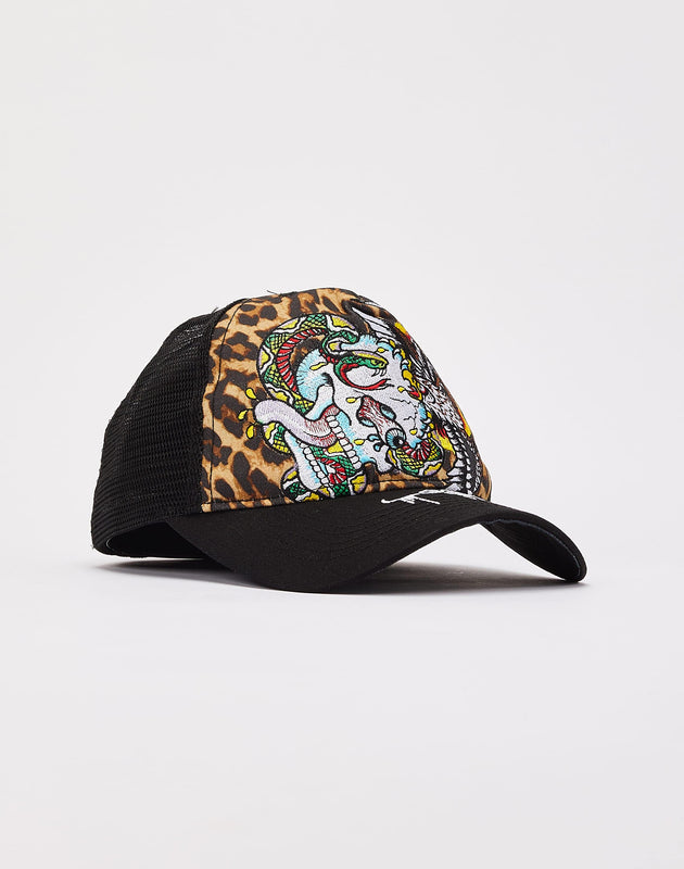 Ed Hardy Battle Skull Leopard Trucker Hat – DTLR