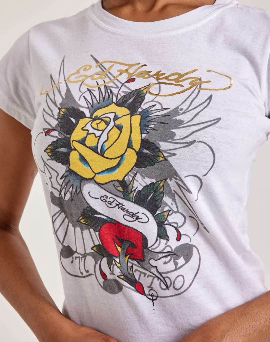 Ed Hardy Brave Eagle Rose Slim-Fit Tee – DTLR
