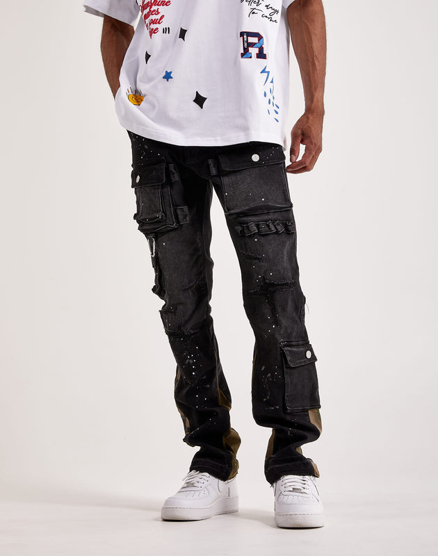 First Row Slim-Straight Cargo Denim Jeans – DTLR
