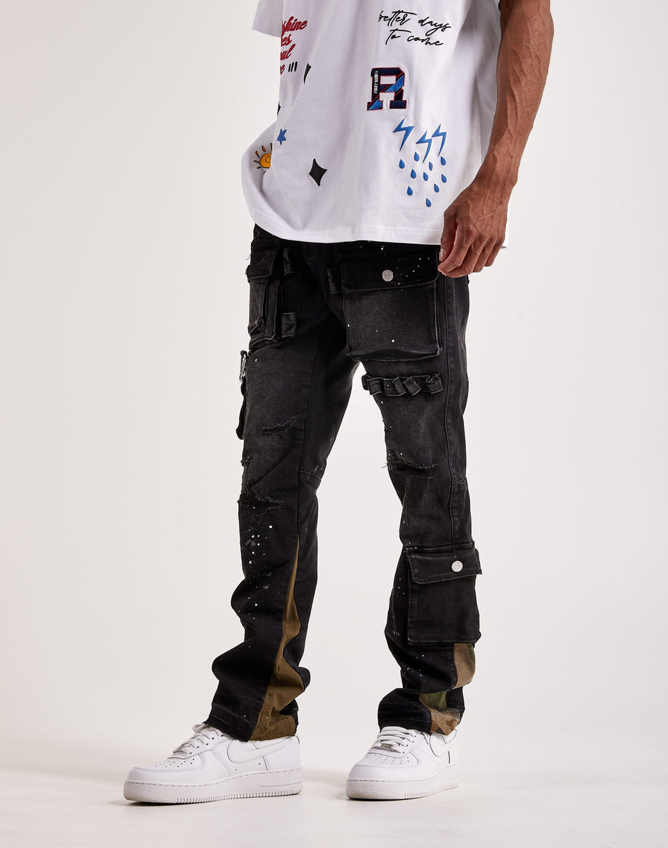 First Row Slim-Straight Cargo Denim Jeans – DTLR