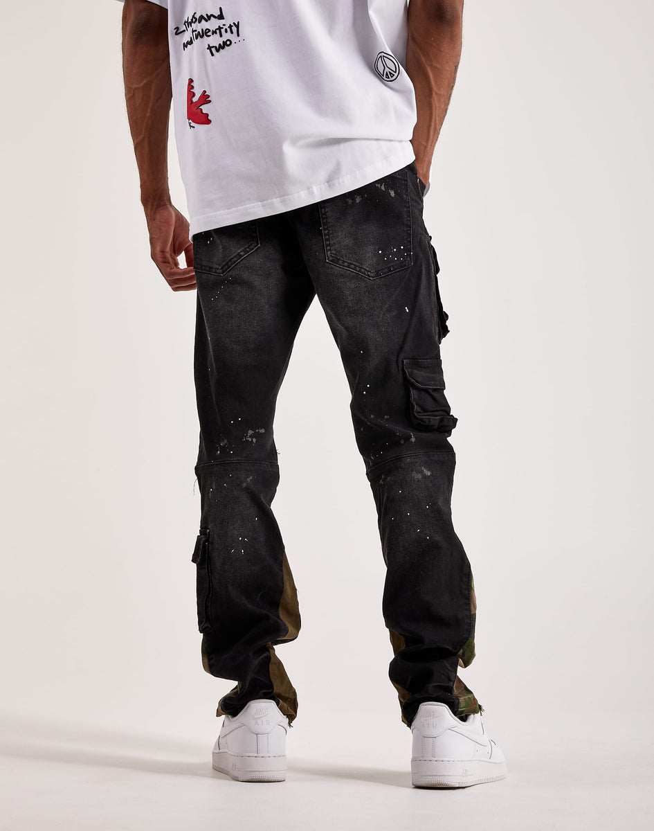 First Row Slim-Straight Cargo Denim Jeans – DTLR