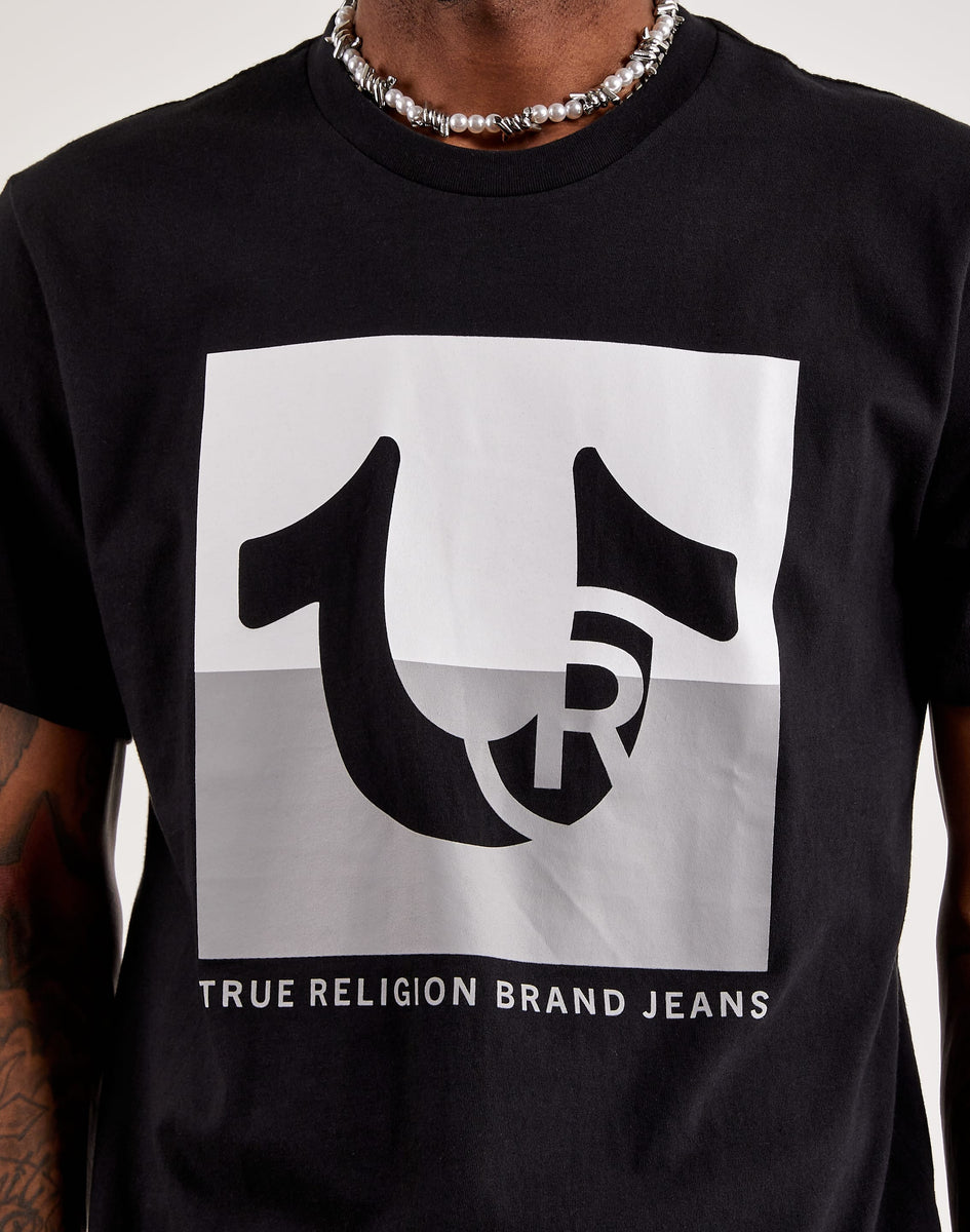 True Religion Two-Tone Box Logo Tee – DTLR