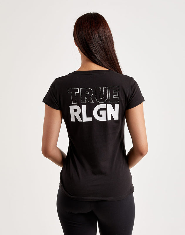 True Religion Crystal Logo Slim V-Neck Tee – DTLR