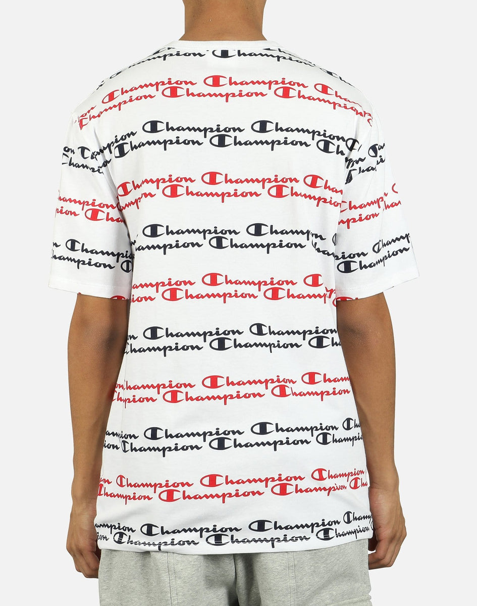 Champion LARGE ALL-OVER SCRIPT LOGO TEE – DTLR