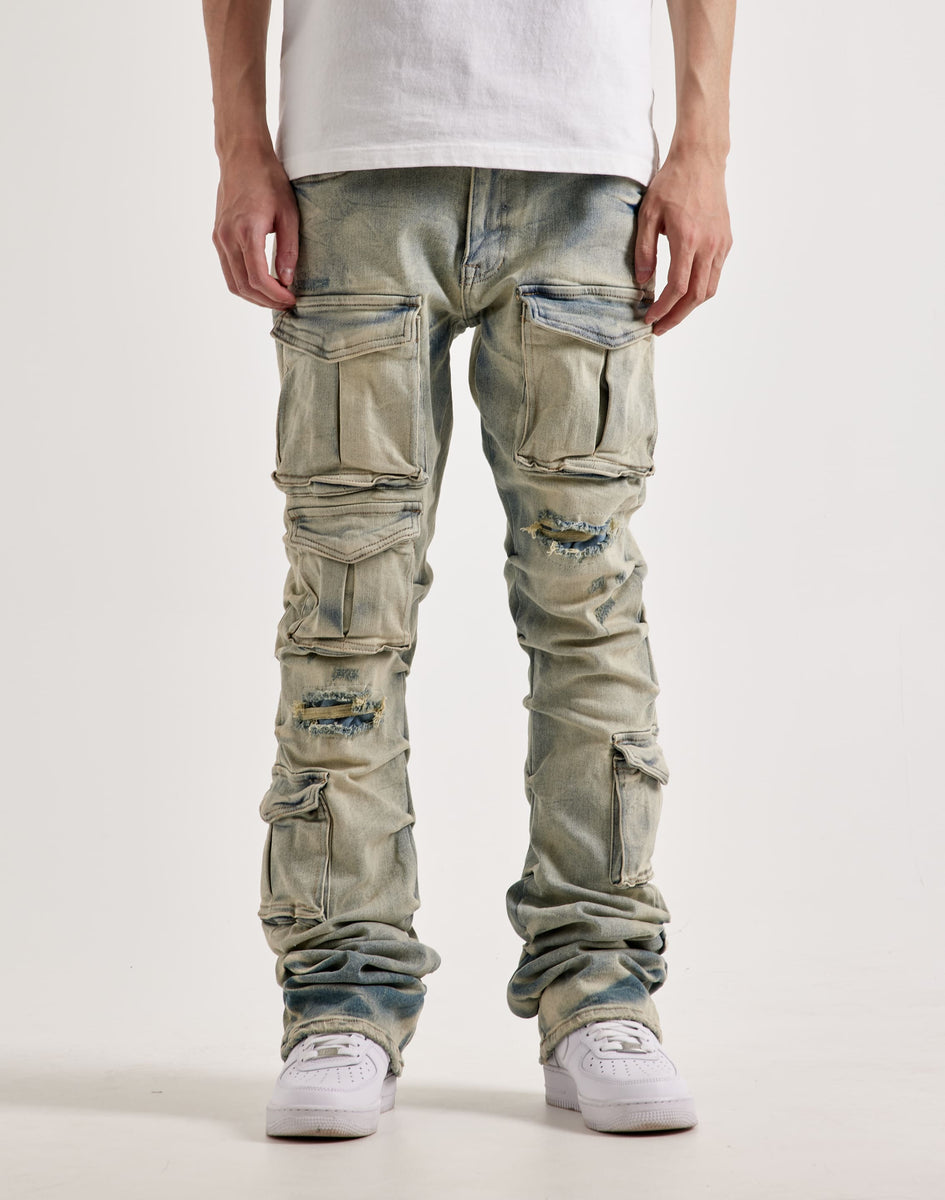 Smoke Rise Utility Pocket Stacked Flare Denim Jeans – DTLR